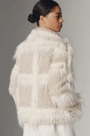 Pilcro Textured Faux Fur Coat In Mixed Ivory - 70% Off | Editorialist